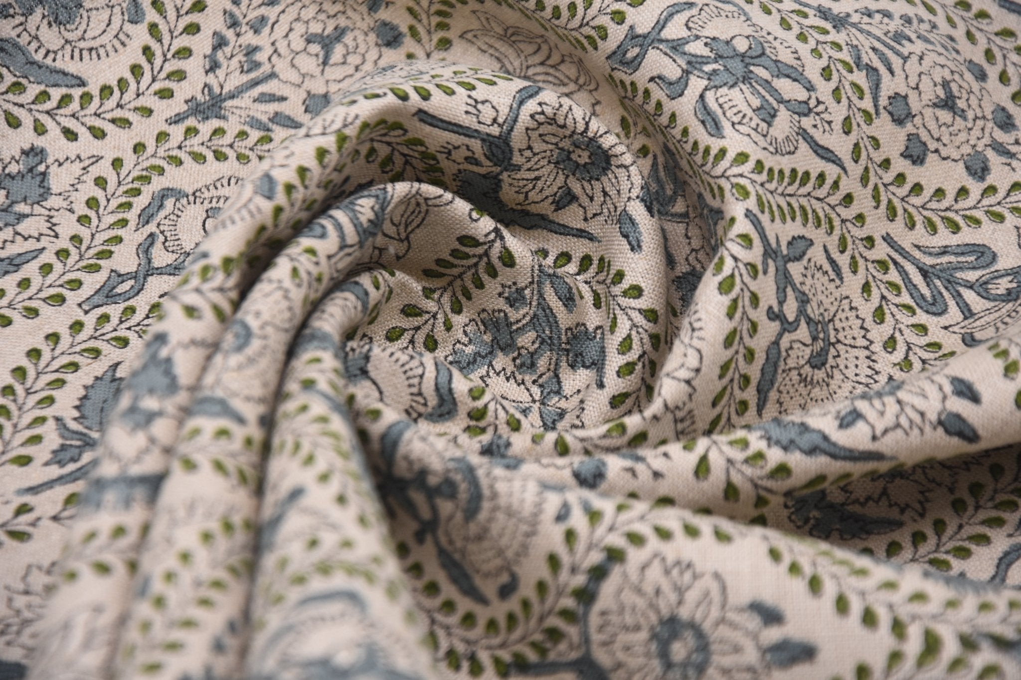 Hand Block Print Linen Fabric - Luxury Linens - Fabritual